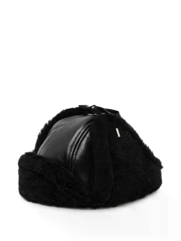 MASTERMIND WORLD Shearling-trim Leather Pilot Hat - Black