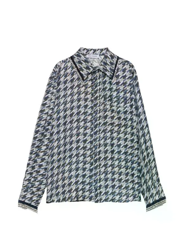 Dice Kayek Houndstooth Tassel-collar Silk Shirt