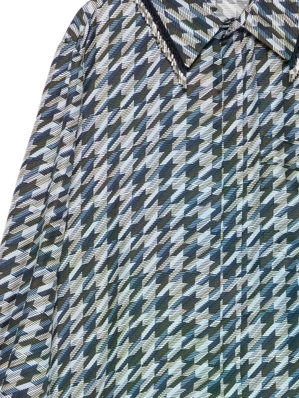 Dice Kayek Houndstooth Tassel-collar Silk Shirt