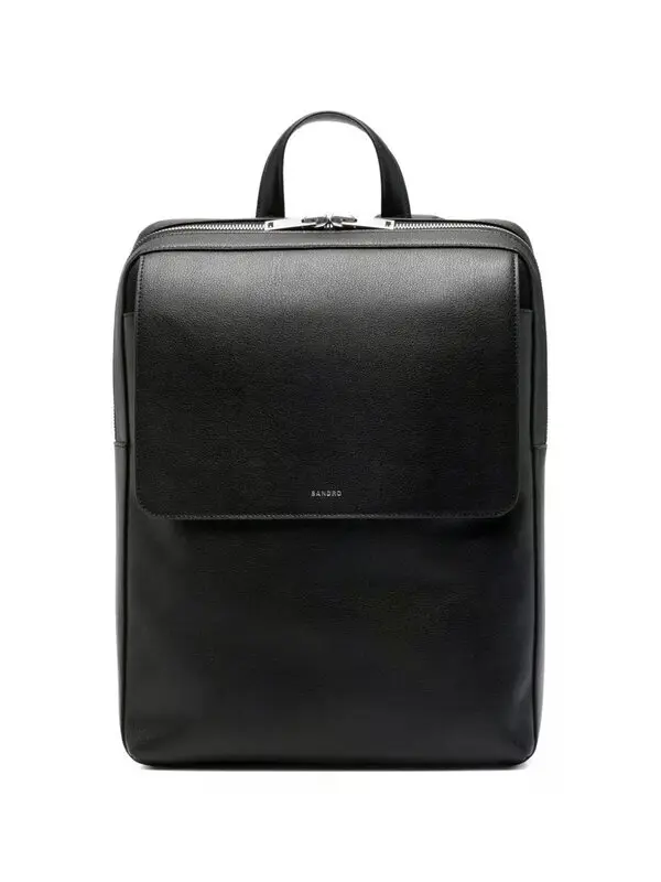 Sandro Grainy-effect Zip-around Backpack - Black