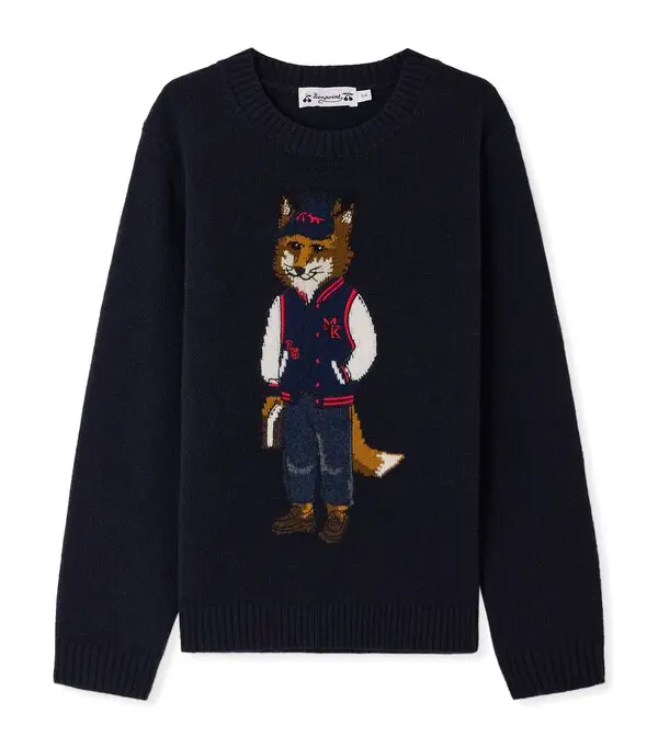 Bonpoint X Maison Kitsuné Wool Fox Sweater - Navy
