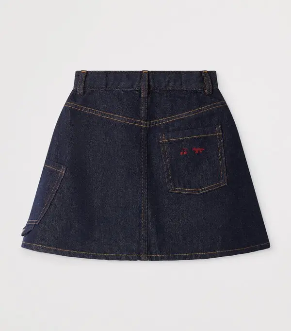 Bonpoint X Maison Kitsuné Embroidered Denim Mini Skirt