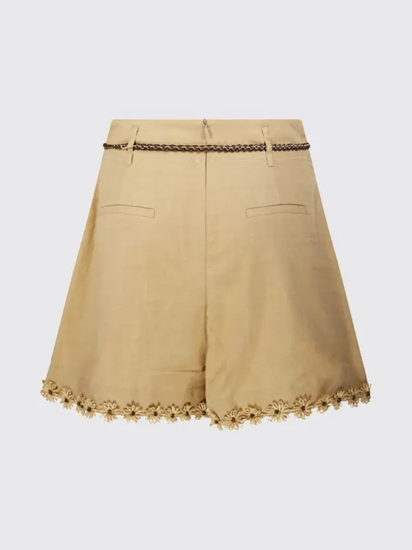 Zimmermann High-waisted Embroidered Cotton Shorts With Leather Belt