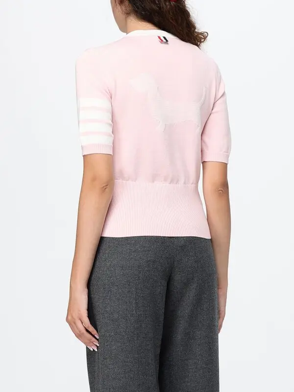 Thom Browne Hector Crewneck Short-sleeve Sweater In Wool With 4-bar Stripes
