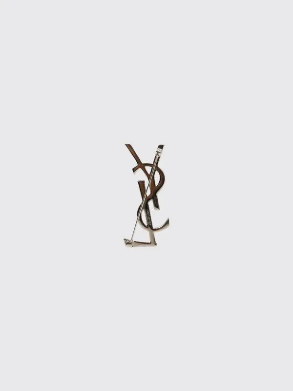 Saint Laurent Interlocking Monogram Brooch In Brass