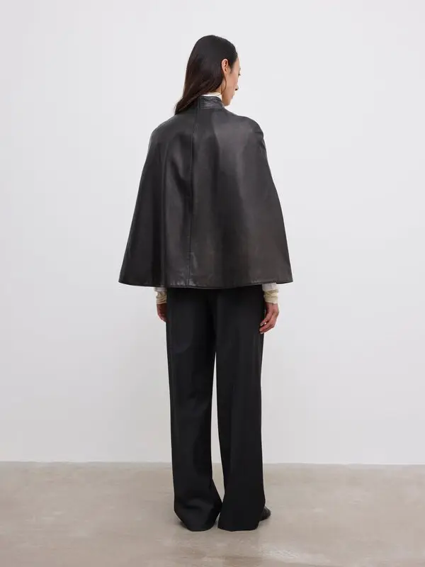 HOUSE OF DAGMAR Leather Cape With Stand Shawl Collar