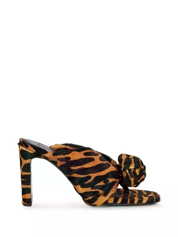 ROTATE BY BIRGER CHRISTENSEN Tiger-print Knotted Heeled Mules