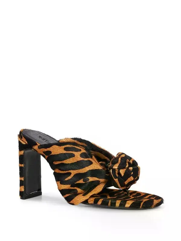 ROTATE BY BIRGER CHRISTENSEN Tiger-print Knotted Heeled Mules