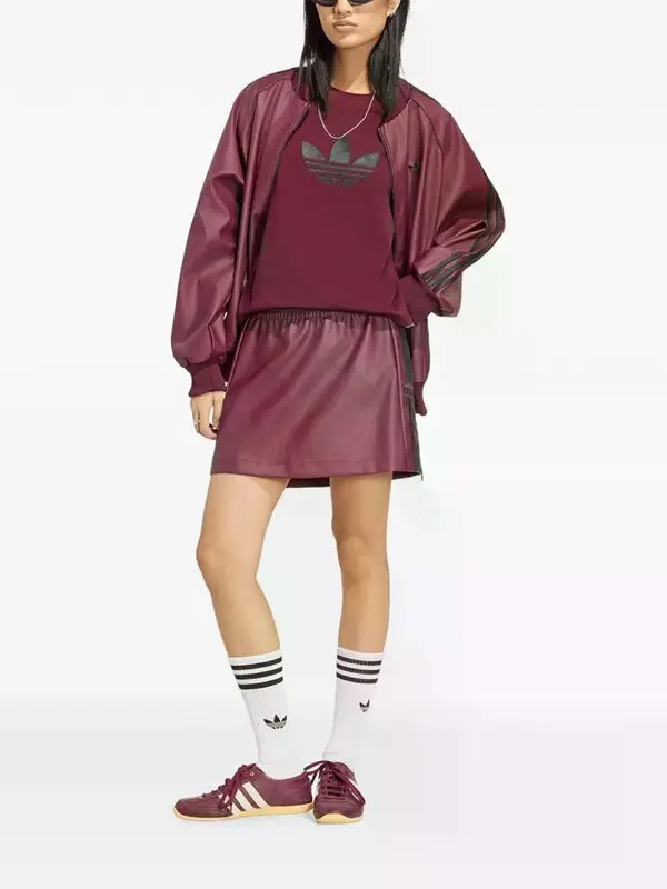 Adidas Logo-patch Side-stripe Mini Skirt - Red