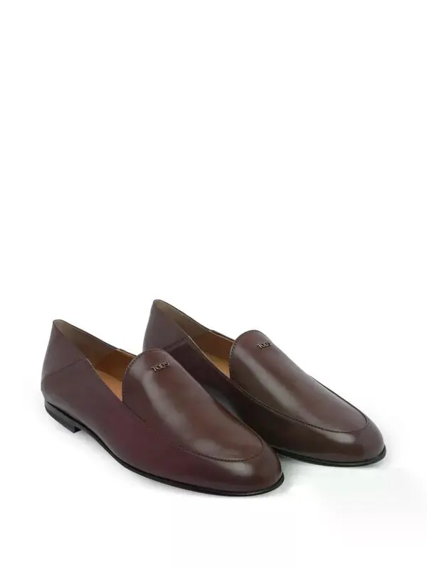 TOD'S Logo-plaque Calf Leather Loafers - Brown