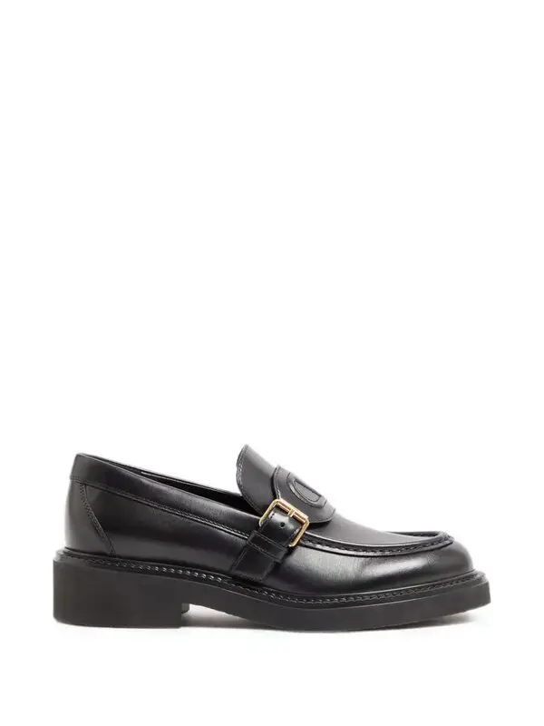 Valentino Garavani Vlogo Embossed Calfskin Moccasins