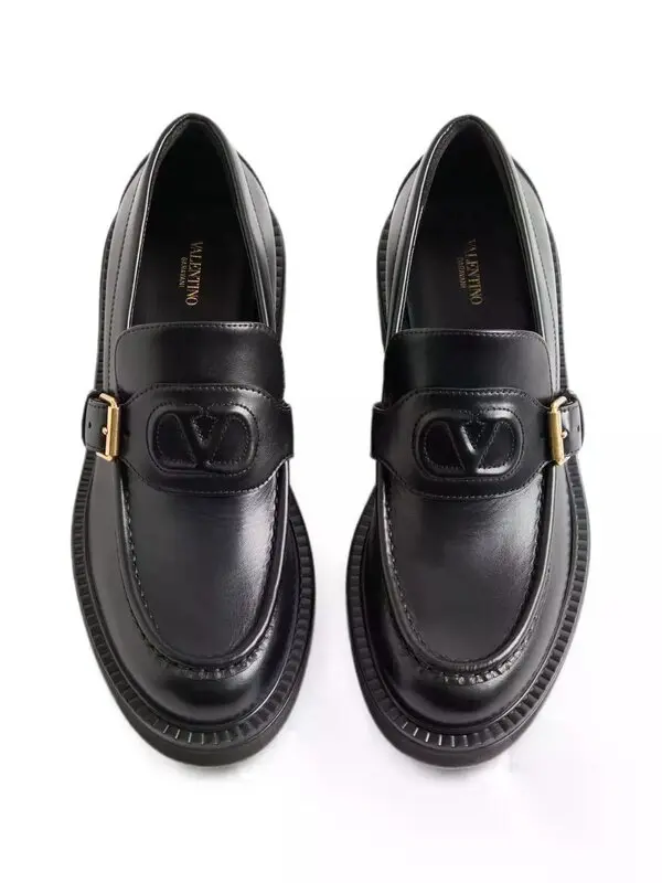 Valentino Garavani Vlogo Embossed Calfskin Moccasins