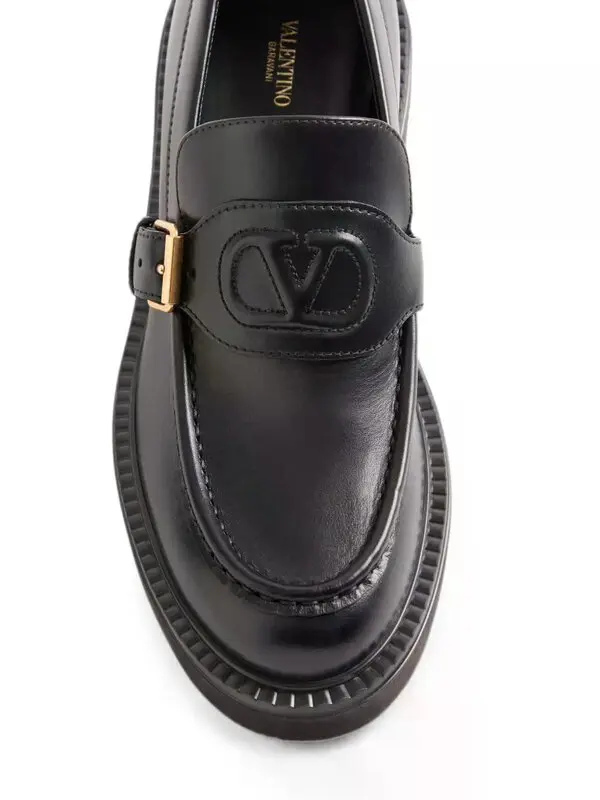 Valentino Garavani Vlogo Embossed Calfskin Moccasins
