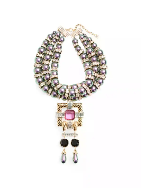 Valentino Garavani Hypergoutte Necklace In Metal And Resin With Crystals - Gold