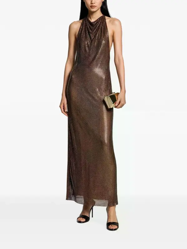 SELF-PORTRAIT Embellished Maxi Dress - Brown