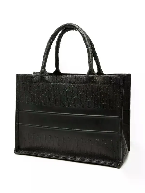 Dior 2019 Medium Oblique Embossed Leather Book Tote Bag