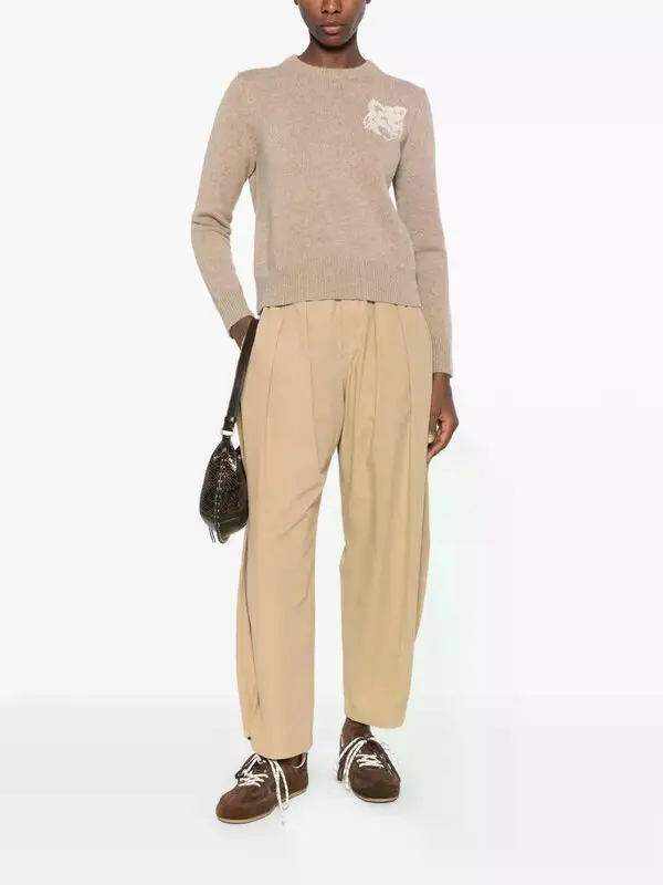 Maison Kitsuné Fox Head Intarsia-knit Sweater - Neutrals