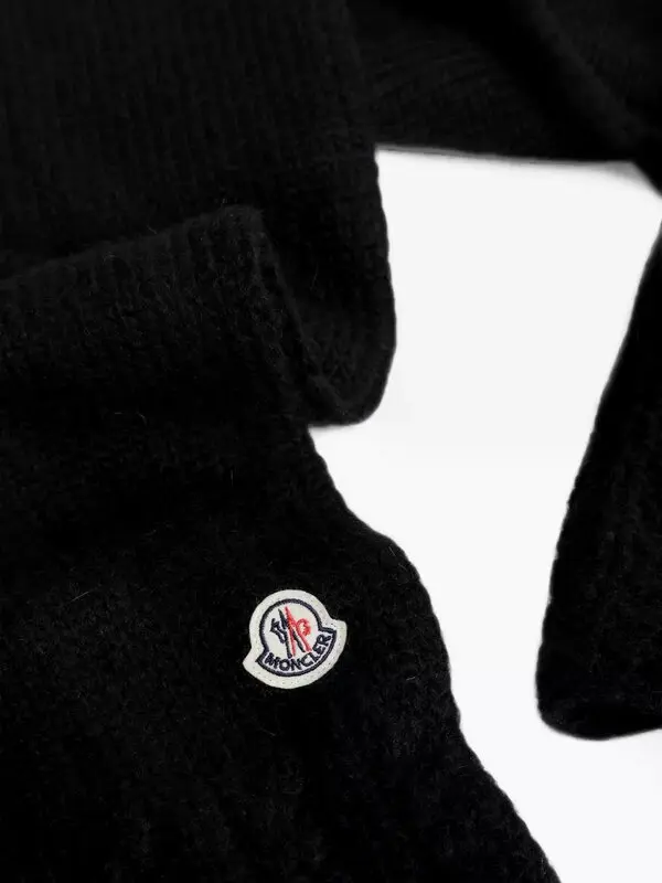 Moncler Cable-knit Logo-patch Scarf - Black