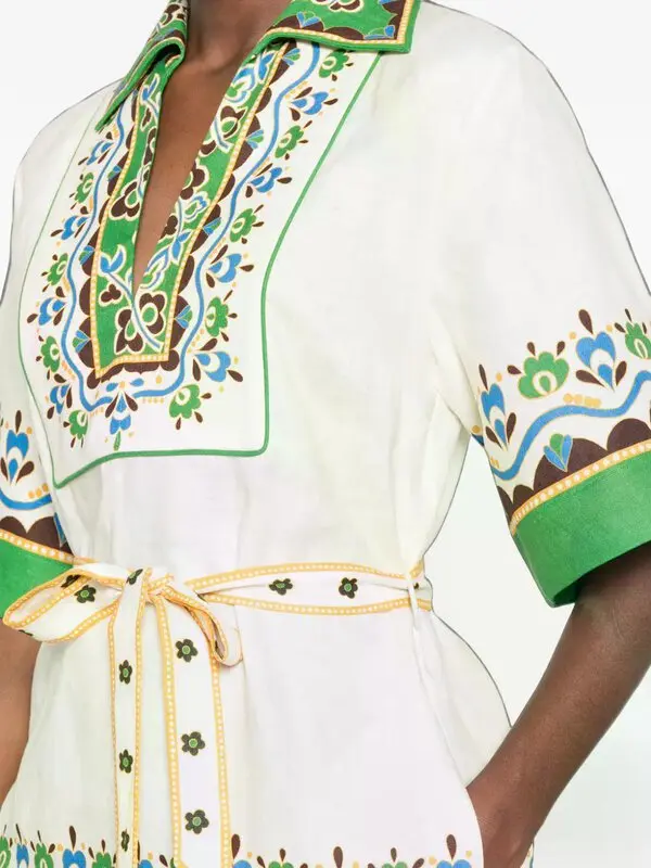 ALEMAIS Bridgette Graphic-print Belted Mini Dress