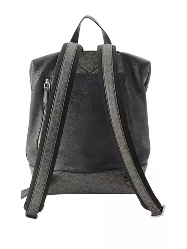 FERRAGAMO Gancini Coated Canvas Trimmed Leather Backpack