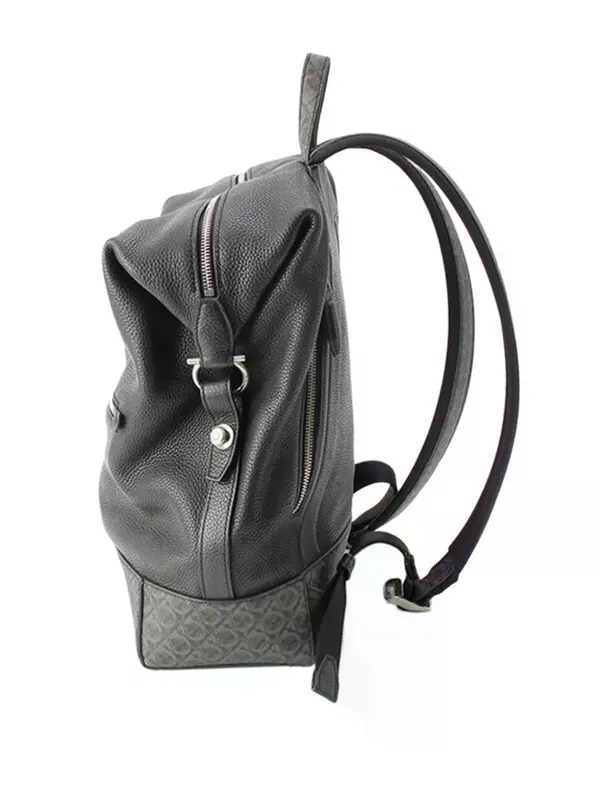 FERRAGAMO Gancini Coated Canvas Trimmed Leather Backpack