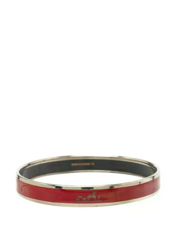 Hermès Enamel Calech Bangle Bracelet - Red