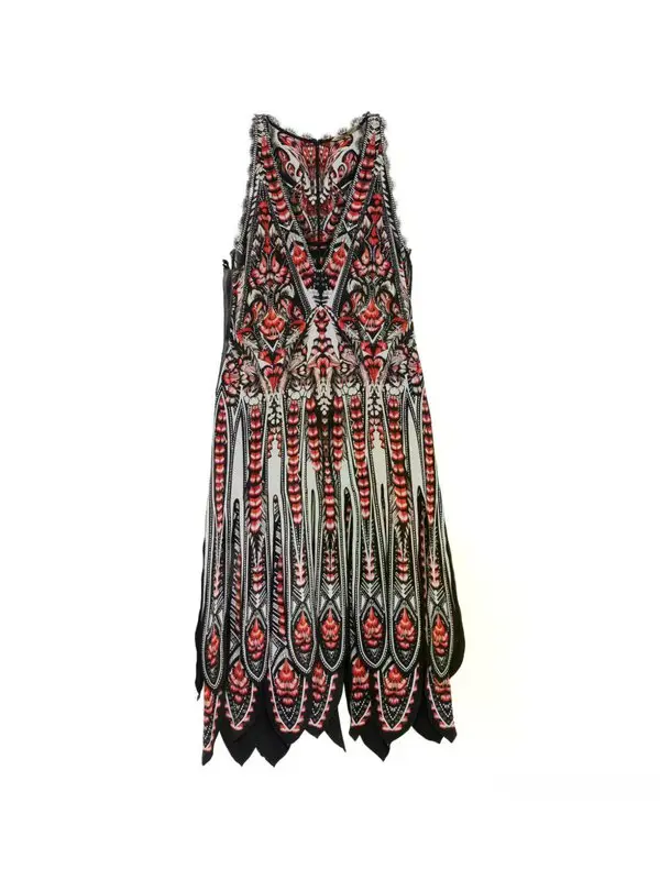 Roberto Cavalli Graphic Print V-neck Midi Dress - Black