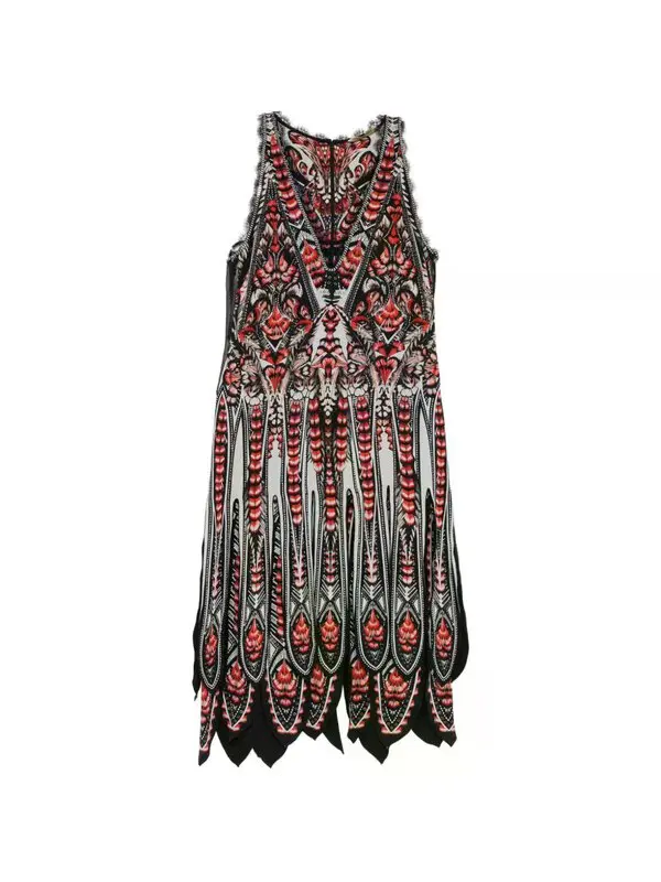 Roberto Cavalli Graphic Print V-neck Midi Dress - Black