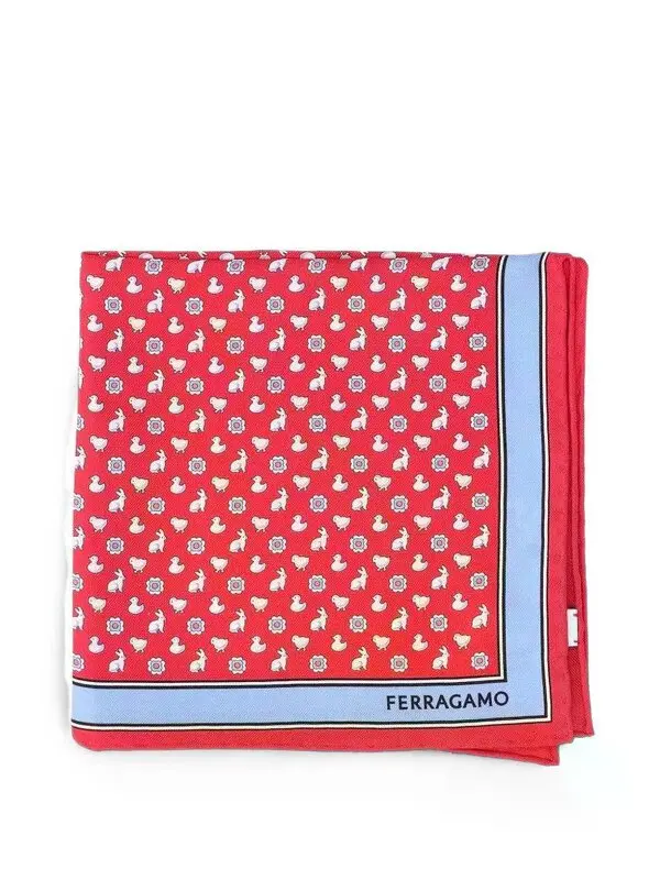 FERRAGAMO Primavera Silk Pocket Square - Red