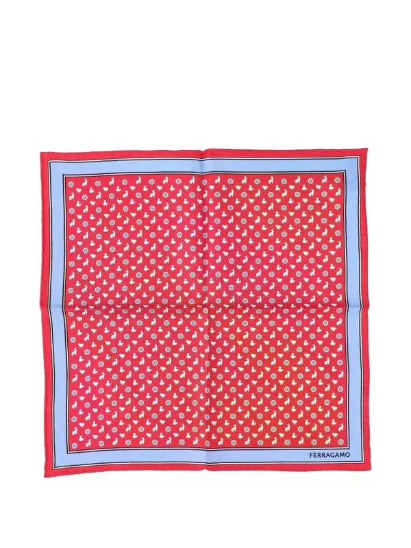 FERRAGAMO Primavera Silk Pocket Square - Red