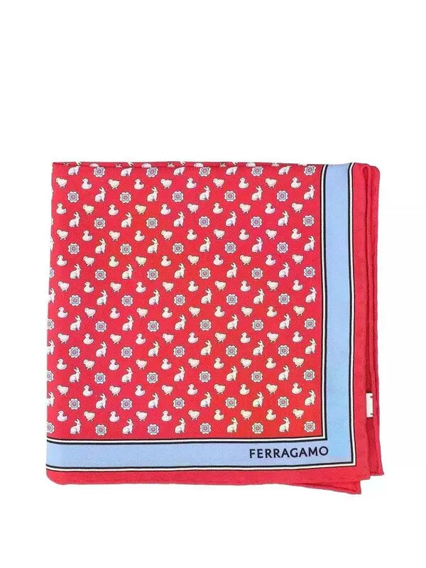 FERRAGAMO Primavera Silk Pocket Square - Red