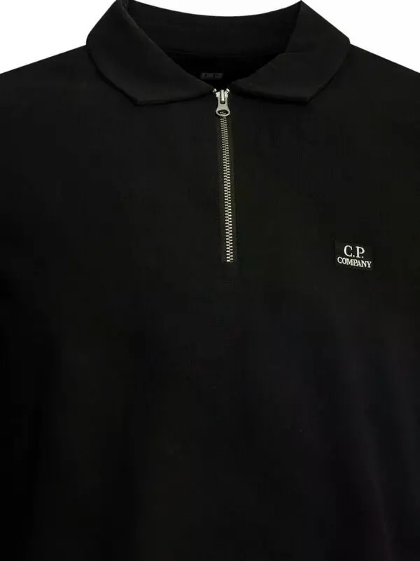 C.P. COMPANY Stretch Piquet Long Sleeve Zip Polo