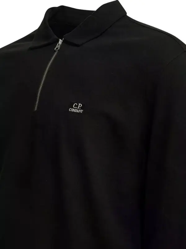 C.P. COMPANY Stretch Piquet Long Sleeve Zip Polo