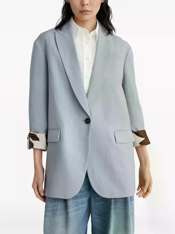 Brunello Cucinelli Single-breasted Blazer With Contrasting Cuffs