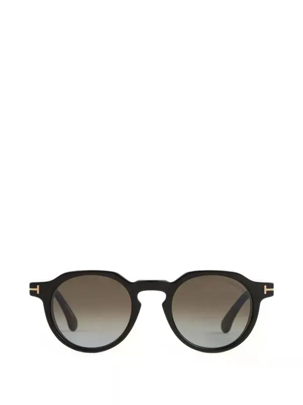 TOM FORD T-logo Round-frame Sunglasses - Black