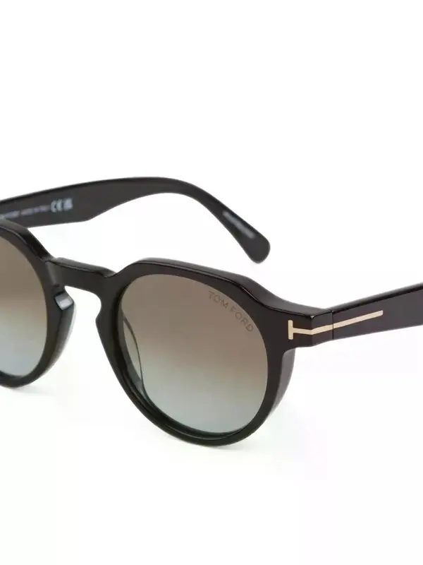 TOM FORD T-logo Round-frame Sunglasses