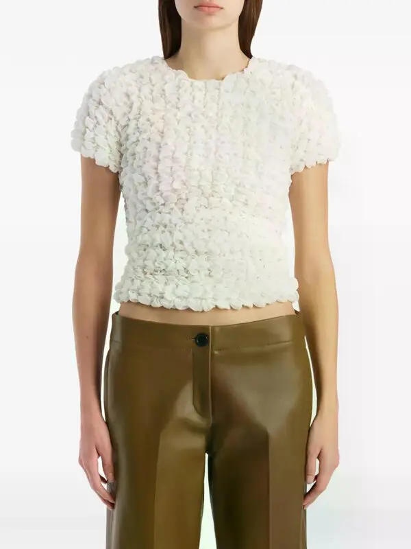 Khaite Polly Ruched Silk Chiffon Top - White