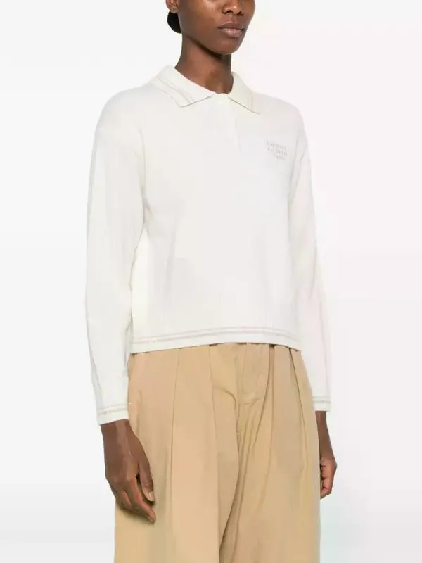 Maison Kitsuné Logo-embroidered Striped-trim Sweater - Neutrals