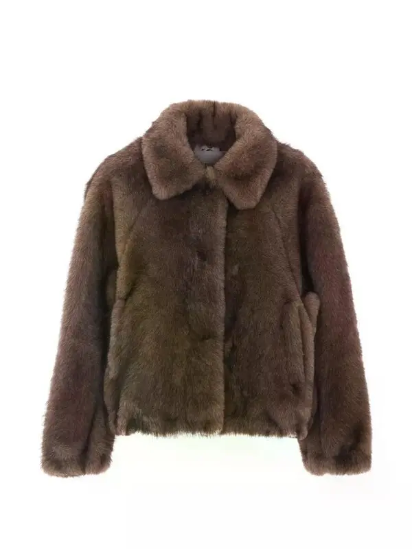VALENTINI 1972 Faux-fur Collar Jacket - Brown