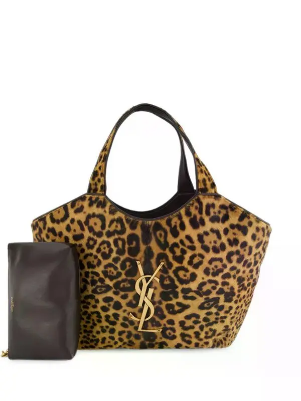 Saint Laurent Medium Icare Leopard-print Tote Bag - Brown