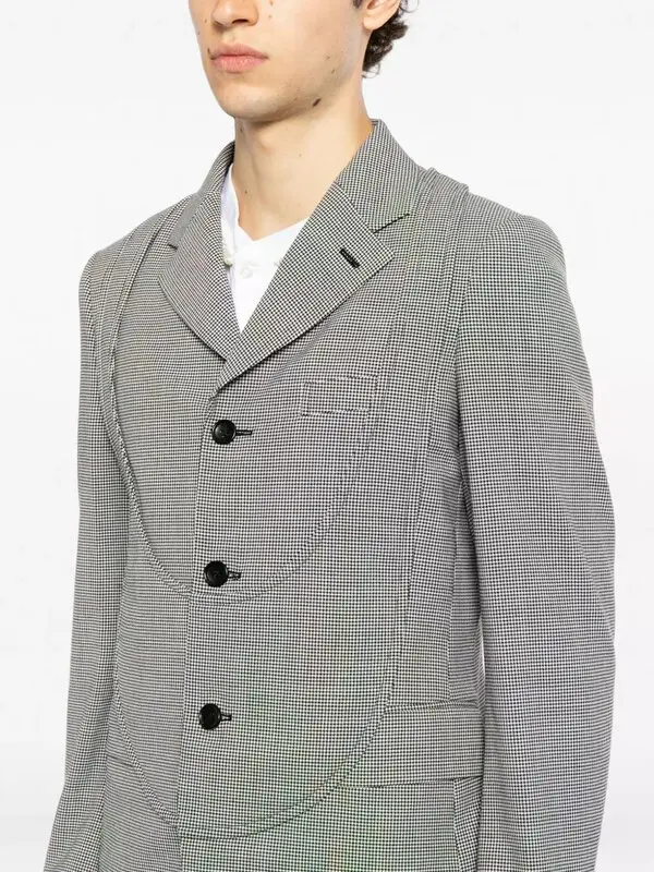 Comme Des Garçons Houndstooth-pattern Panelled Jacket