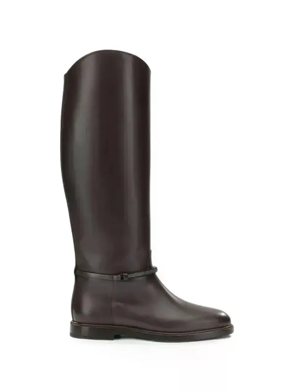 Brunello Cucinelli Monili-embellished Leather Boots - Brown