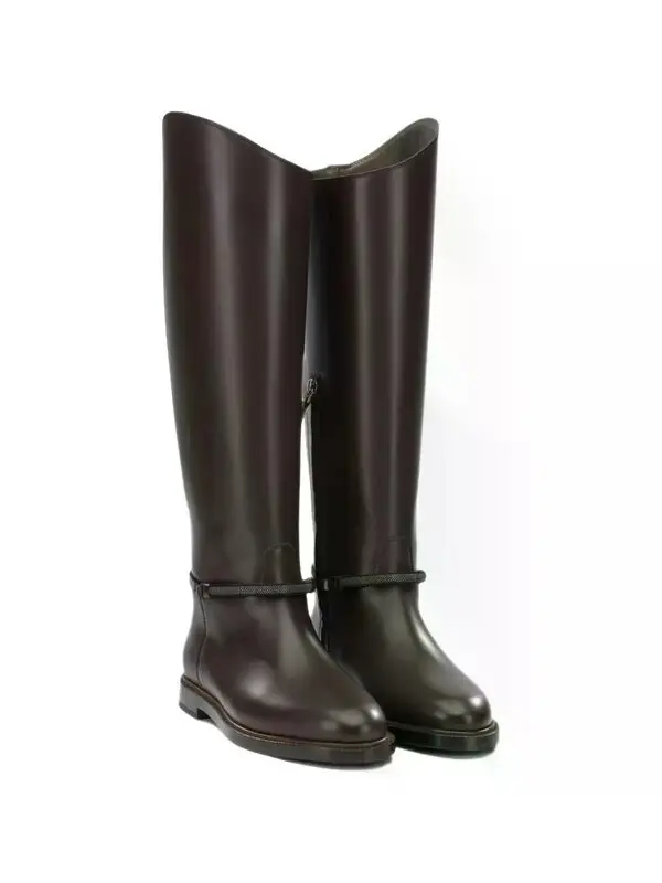 Brunello Cucinelli Monili-embellished Leather Boots