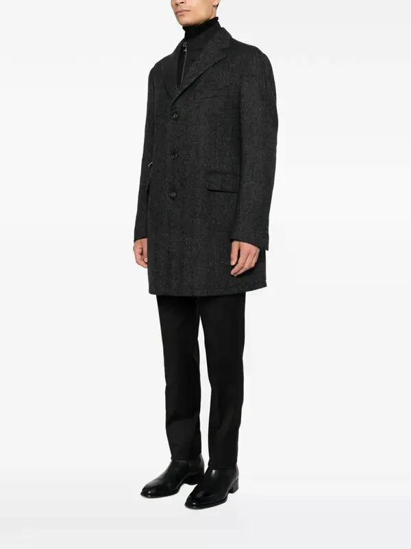 Corneliani Herringbone Single-breasted Coat - Grey