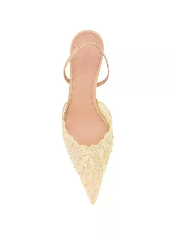 GEDEBE 60mm Crystal-embellished Lace Slingback Pumps