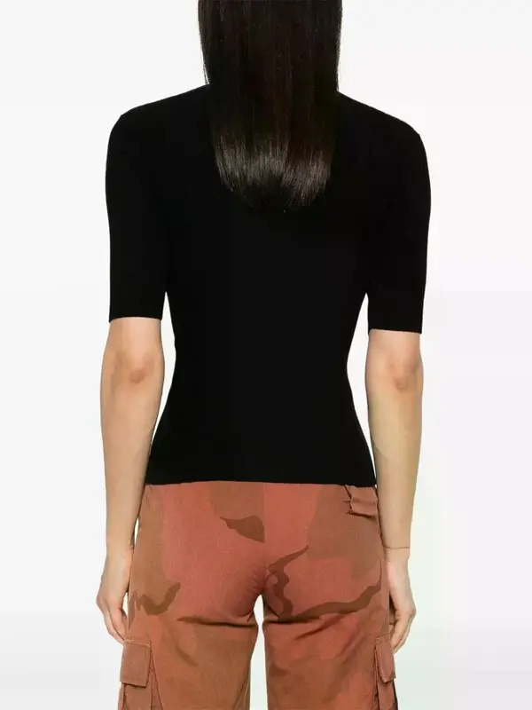 Off-White Appliqué-logo Ribbed-knit Top - Black
