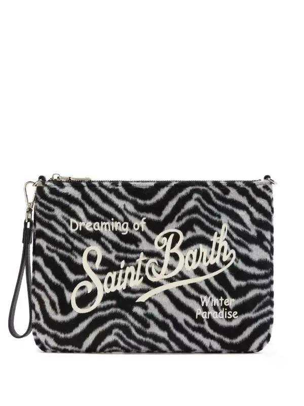 MC2 SAINT BARTH Zebra-print Embroidered Shoulder Bag