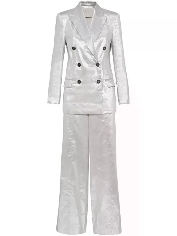Brunello Cucinelli Metallic Linen-blend Suit - Grey