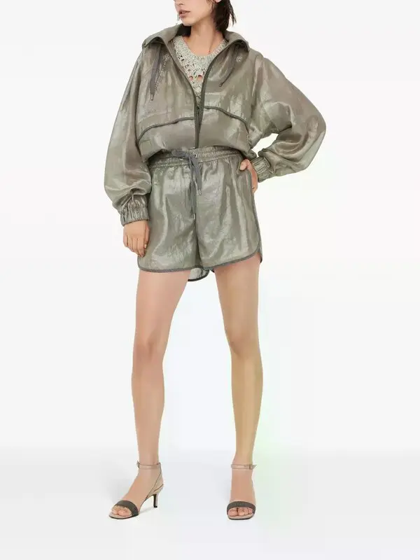 Brunello Cucinelli Metallic Cotton Track Jacket - Brown