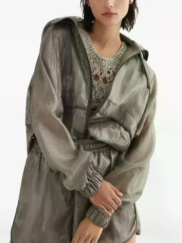 Brunello Cucinelli Metallic Cotton Track Jacket